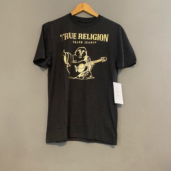 True Religion | Shirts | True Religion Grey Gold Graphic Logo Tshirt ...